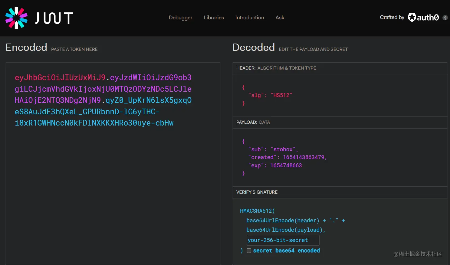 JWT跨域认证解决方案一、什么是JWT 访问JWT官网可对JWT（如同很长的字符串，中间用点（.）分隔成三个部分）进行解 - 掘金