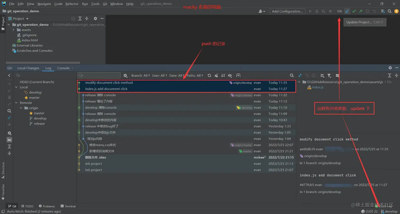 记录使用WebStorm开发项目中的Git操作简介： 本文章 适用于 基于 webstorm 编辑器开发项目，对 Git - 掘金
