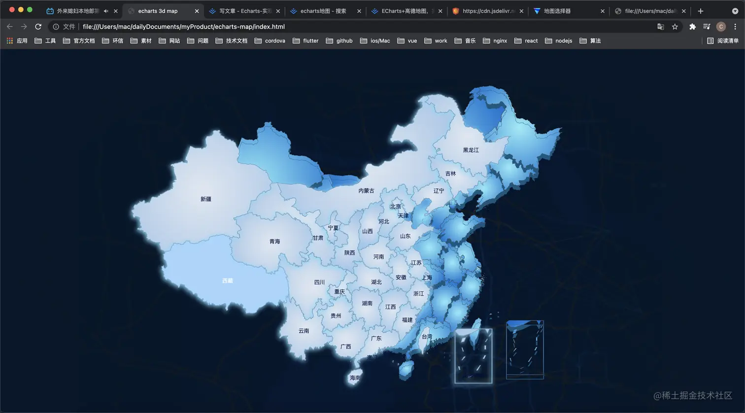 Echarts-实现一个下钻伪3d地图最近在大屏可视化项目中有个展示地图的功能，要求： 好看排第一 支持钻入钻出 能单独 - 掘金