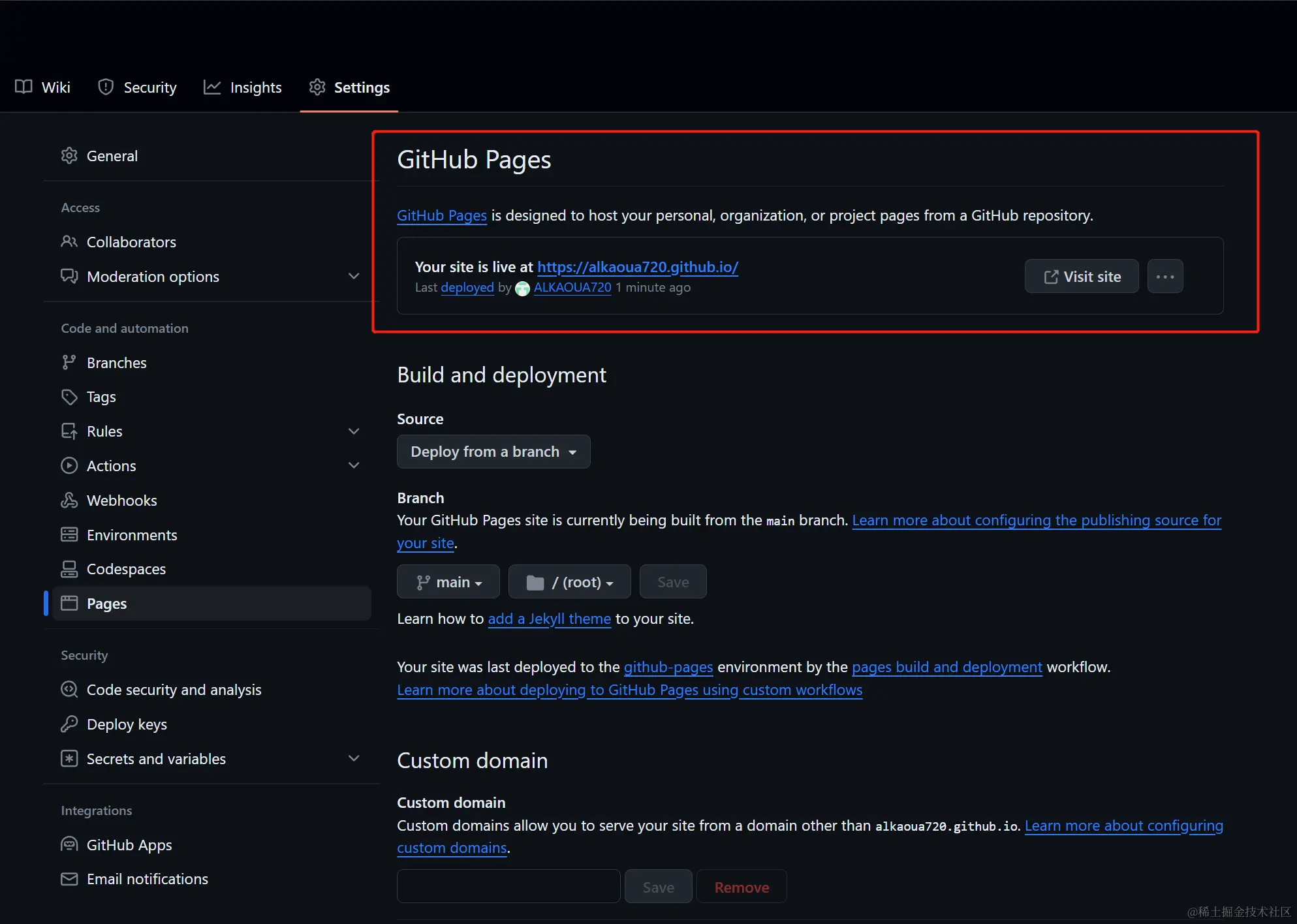利用 Github 免费创建个人网站、项目网站要想部署一个属于自己的个人网站或者项目网站，流程参考 一个网站部署的详细流 - 掘金