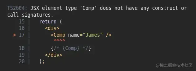 React报错之JSX element type does not have any construct or call signatures - 掘金