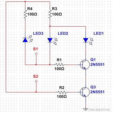MCU two IO port control three LED lights - Moment For Technology