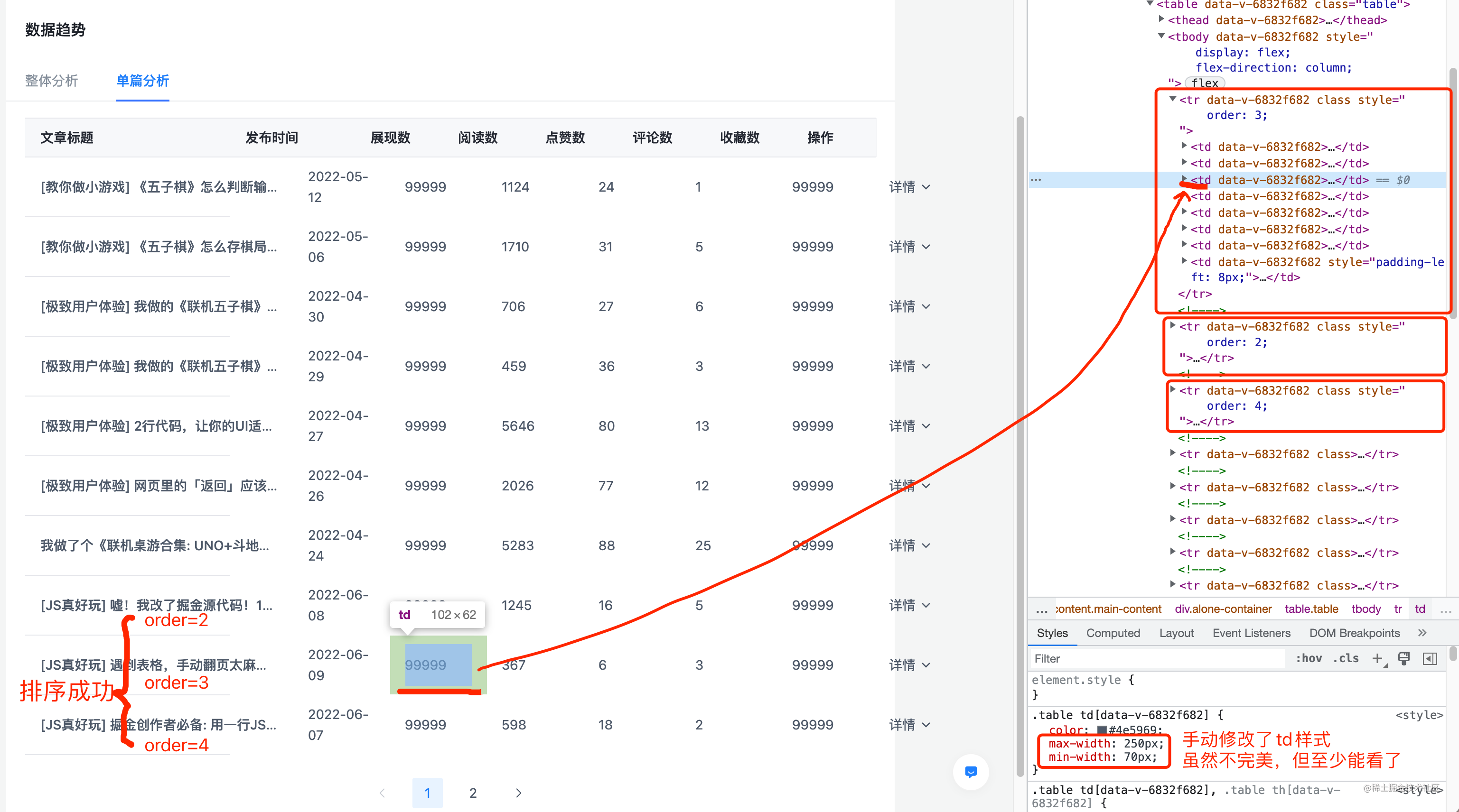 [JS真好玩] 表格不支持排序？用4行JS排序！两种方案：基于flex order或replaceChildren - 掘金