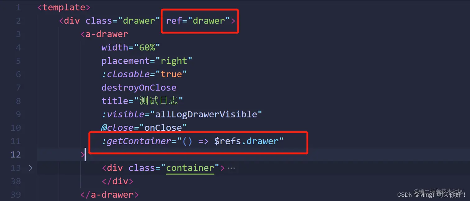 在 vue使用ant-design ，抽屉（drawer）里面嵌套弹出框（model）出现蒙层遮挡弹框问题在 vue使用 - 掘金