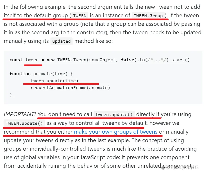 【译】Tween.js使用指南系统学习一下Tween.js的使用，对Tween.js官方使用文档进行了翻译，学习了Twe - 掘金