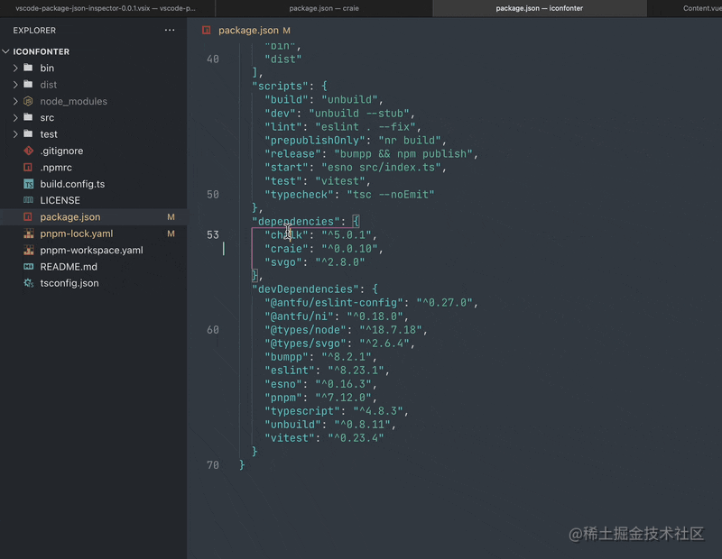 VS Code 插件-快速查看package.json中包信息 - 掘金