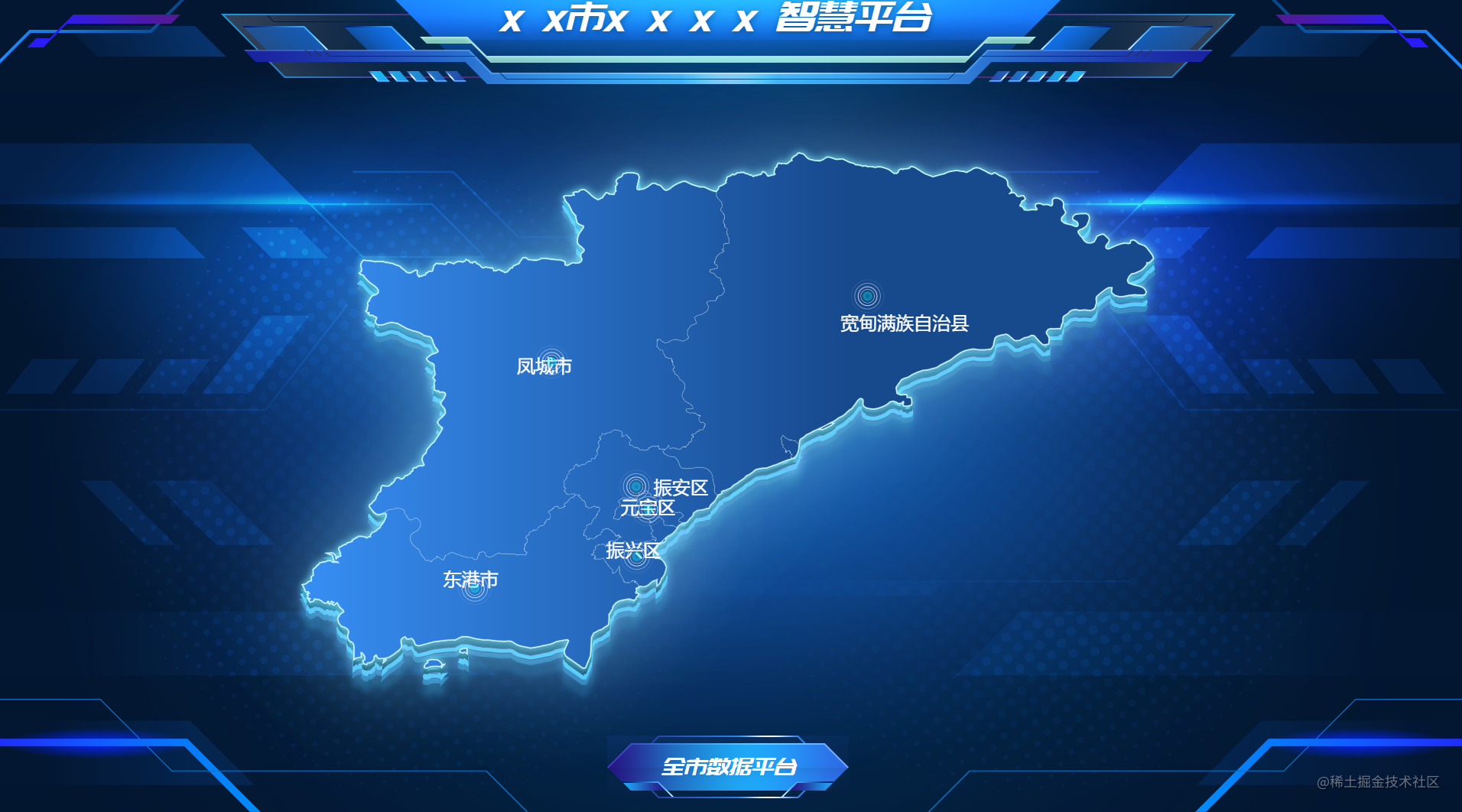 只用echarts做个仿3d地图 掘金 