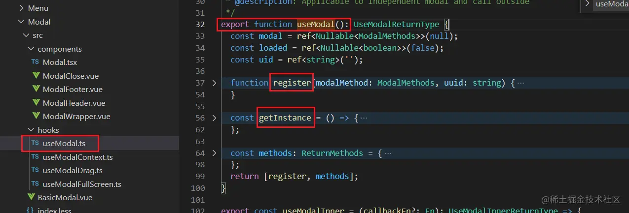 关于Vben中modal的封装代码浅析Modal目录结构 说明：components包含modal的内容，头部和尾部等， - 掘金