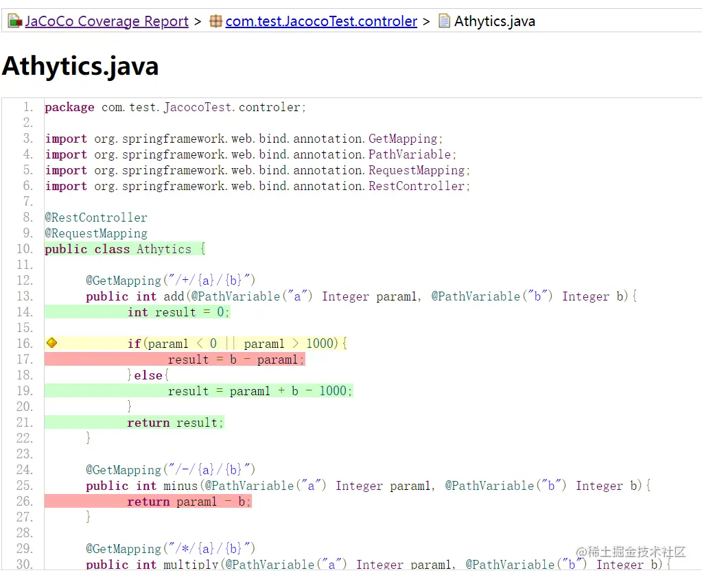使用 JaCoCo 生成测试覆盖率报告当代码上线时，管理或运维人员，有时想要知道测试执行的情况，通过对代码覆盖率的统计， - 掘金