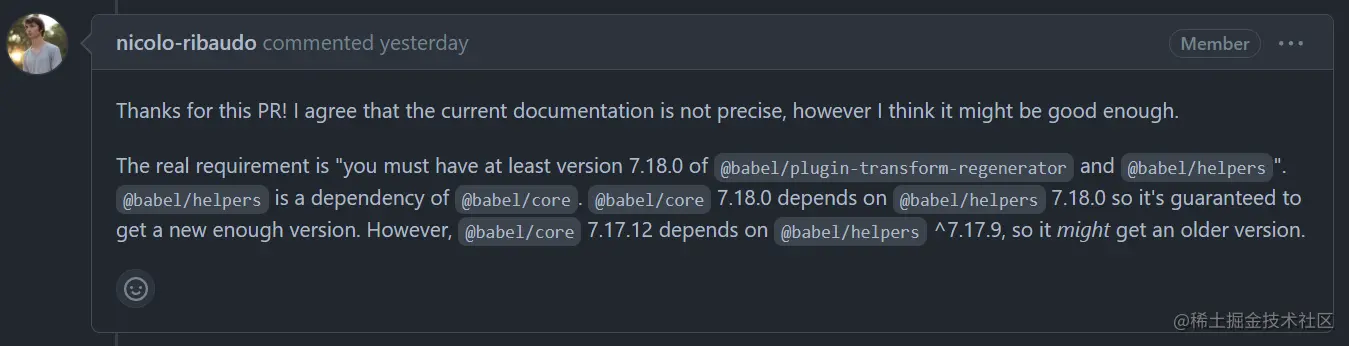 babel 到底需不需要在入口引入 regenerator-runtime介绍 看过 babel 文档的小伙伴都知道，在 - 掘金