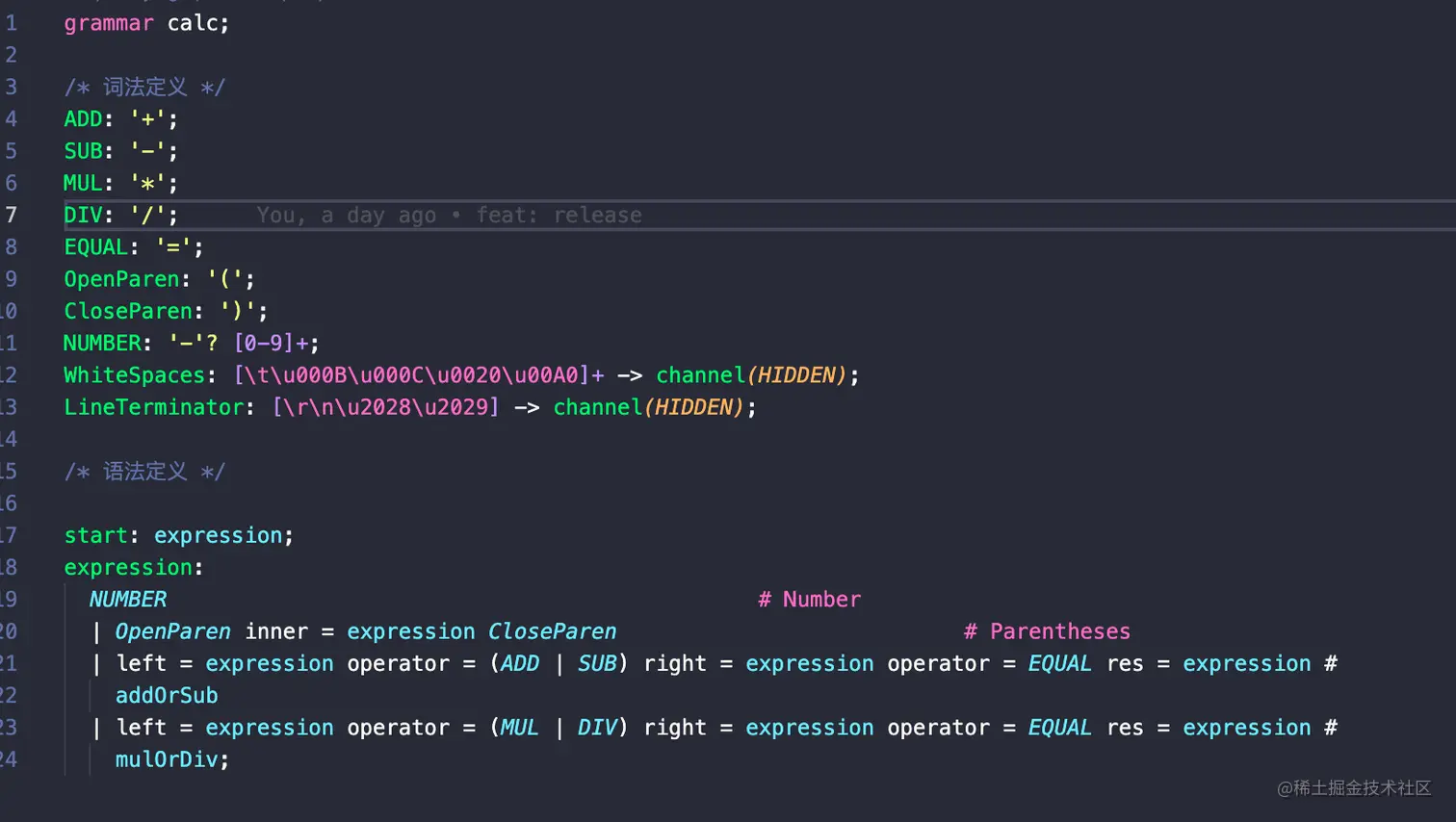 使用antlr&monaco editor实现自定义语法的代码编辑器最近在日常搬砖时接到一个需求，需要在网页上实现一个代 - 掘金
