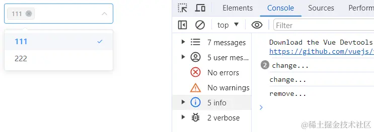el-select多选时change事件和remove-tag事件发生冲突问题描述 做项目的过程中使用el-select - 掘金
