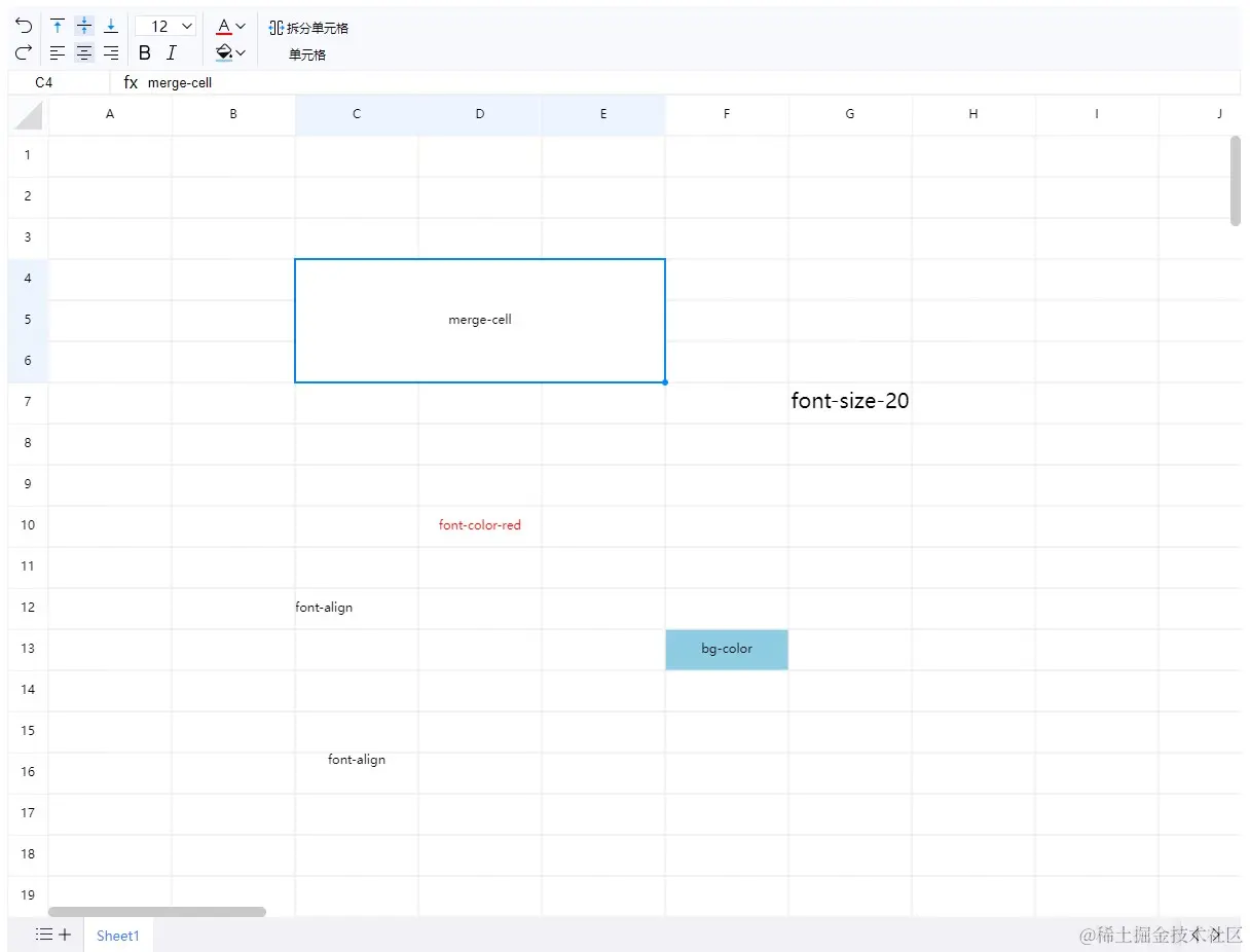 e-sheet web版excele-sheet，一个简单的web版excel，表格方面由canvas渲染，操作栏方面部 - 掘金